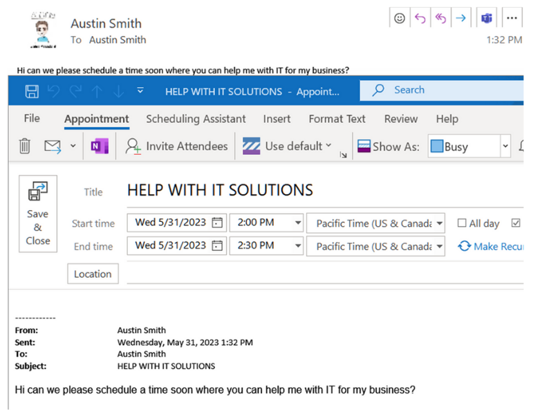 Create A Calendar Item in Outlook for an Inbox Email by Austin Smith ...